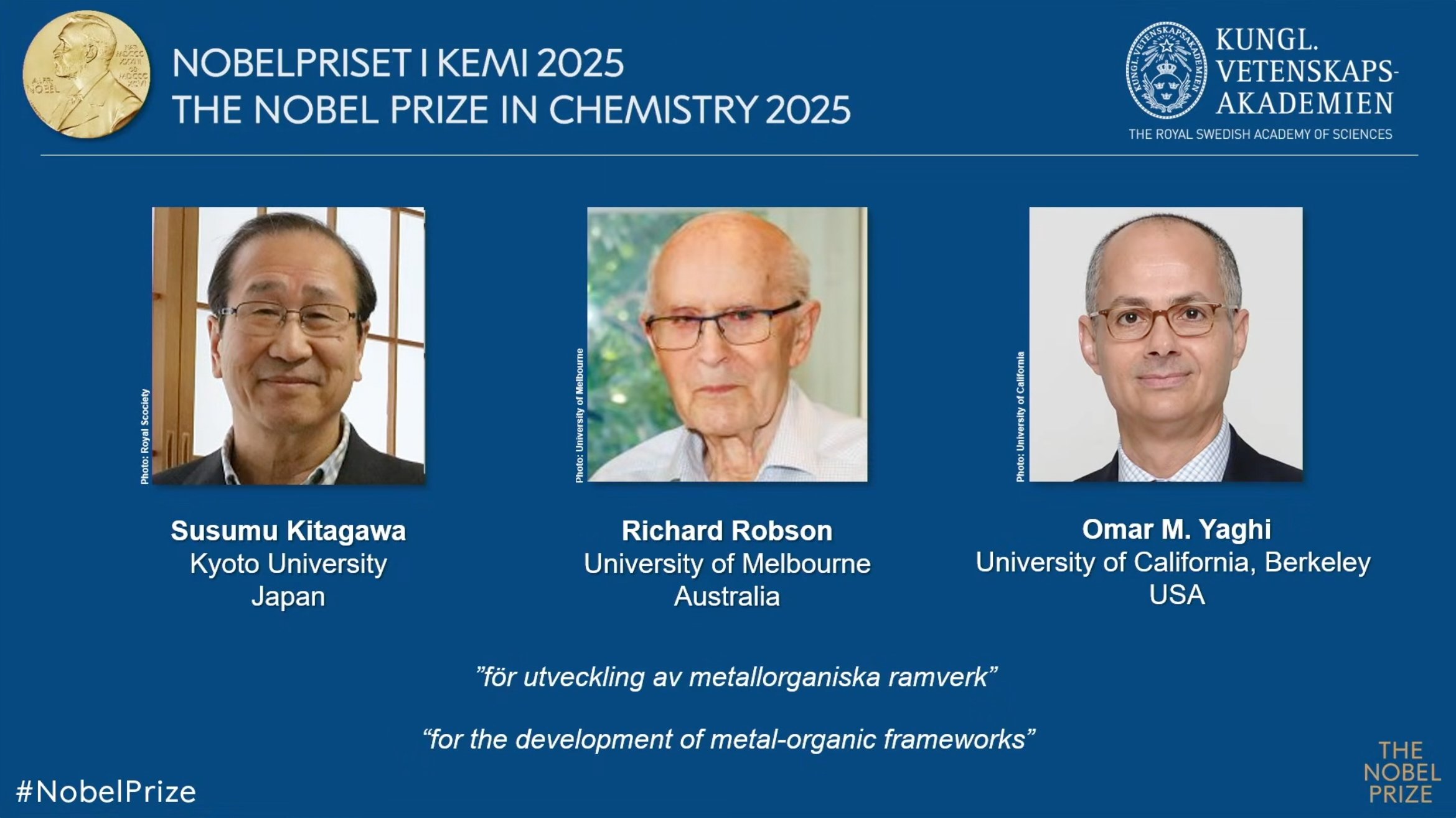 Scientists win Nobel Prize in chemistry for molecular frameworks | Daily Sabah